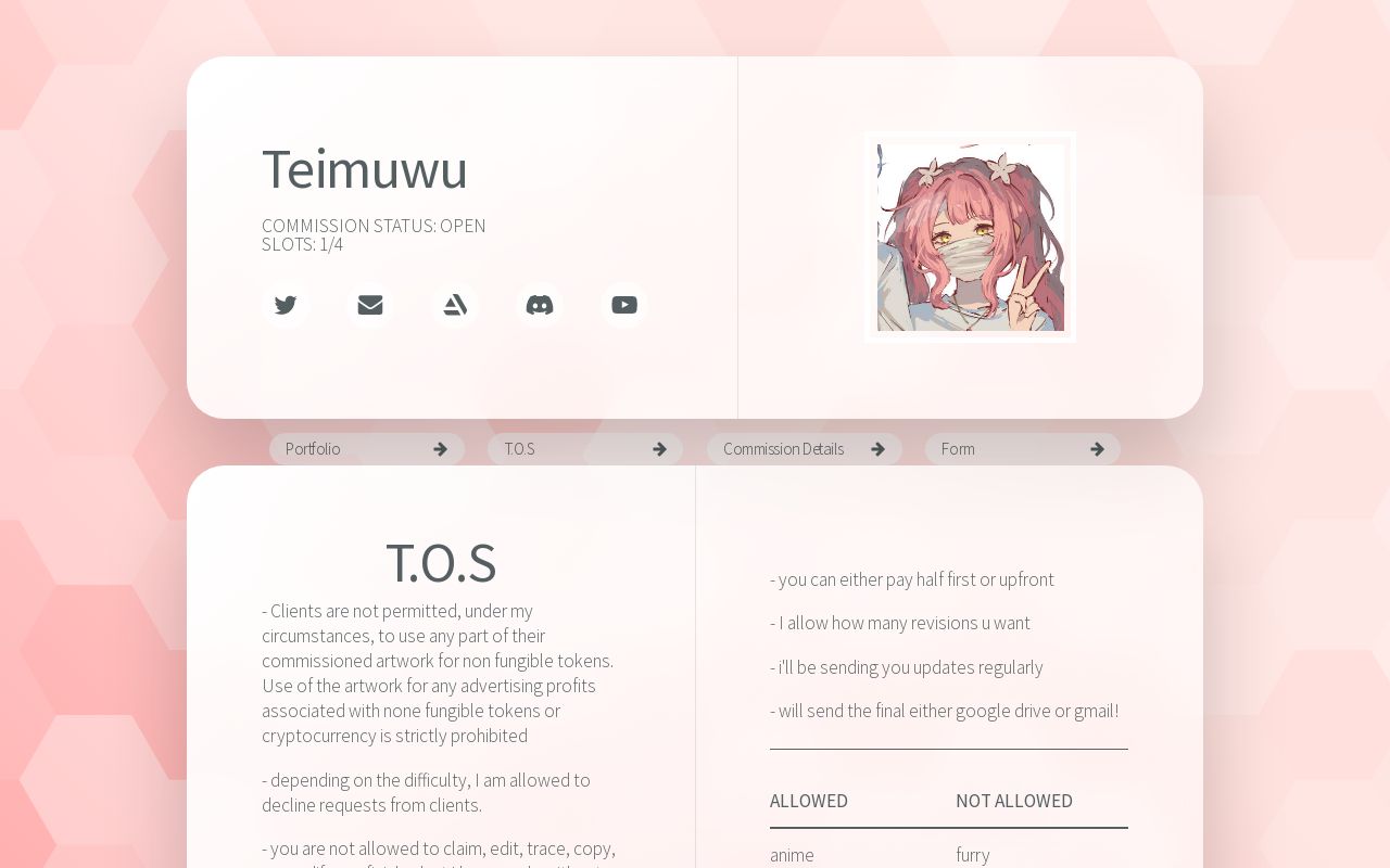 teimuwu's portfolio, commission details & more.